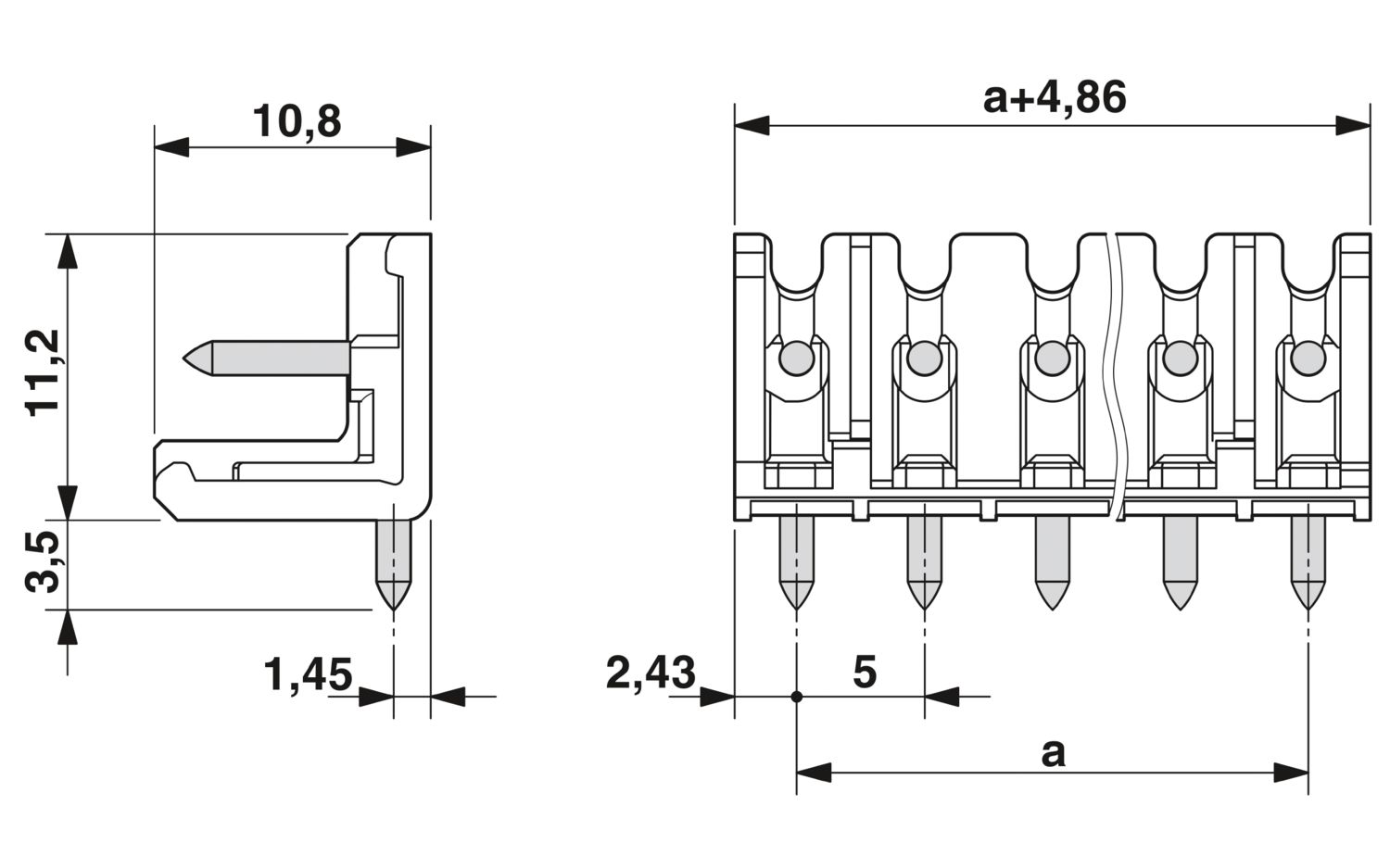 PST 1,3/ 8-LH-5,0 - Pin strip - 1704385 | Phoenix Contact