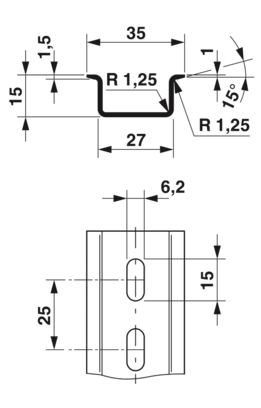DIN导轨 有孔-NS 35/15 PERF 955MM-菲尼克斯电器商城